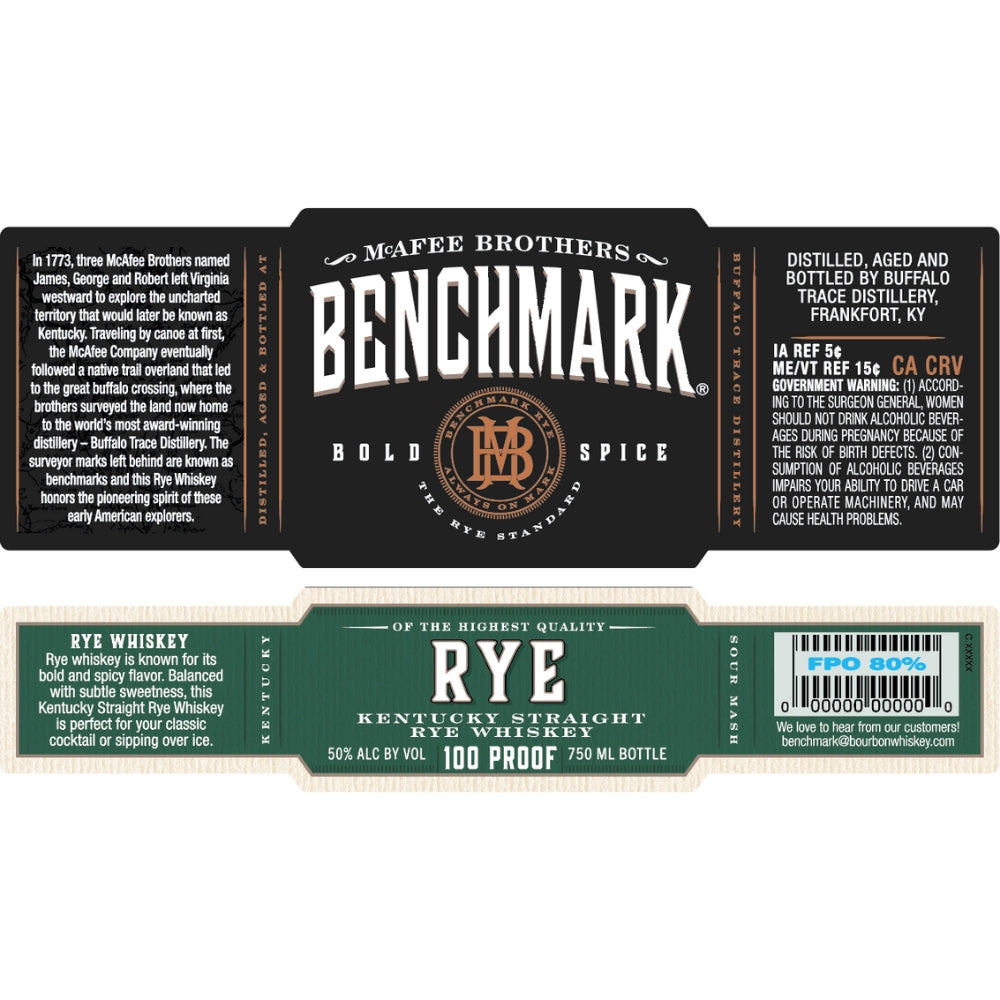 Buy Benchmark Rye Whiskey Online - My Bev Store